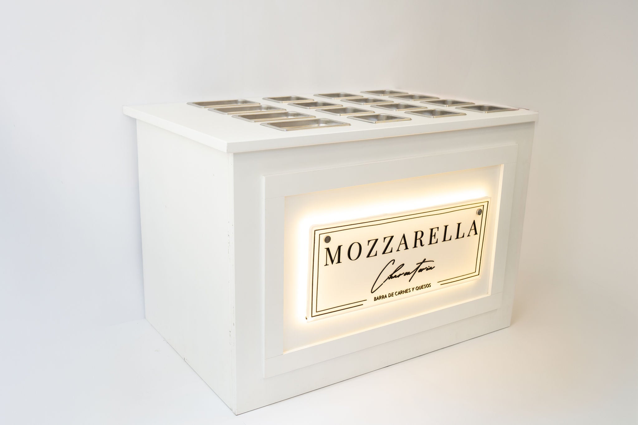 Letrero Personalizado de Acrílico con Luz LED – Mozzarella Charcuteria